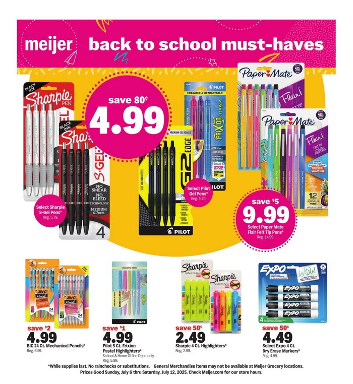 Meijer Back To School Sale Jul 06 – Jul 12, 2025
