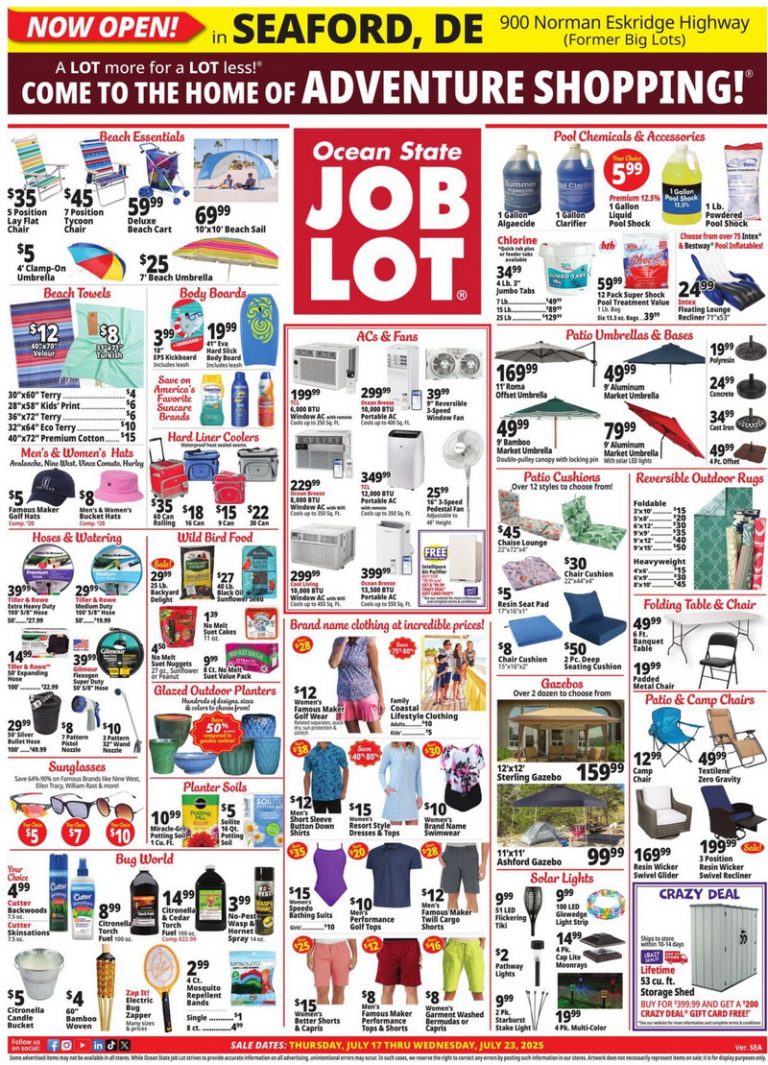 Ocean State Job Lot Weekly Ad Jul 17 – Jul 23, 2025
