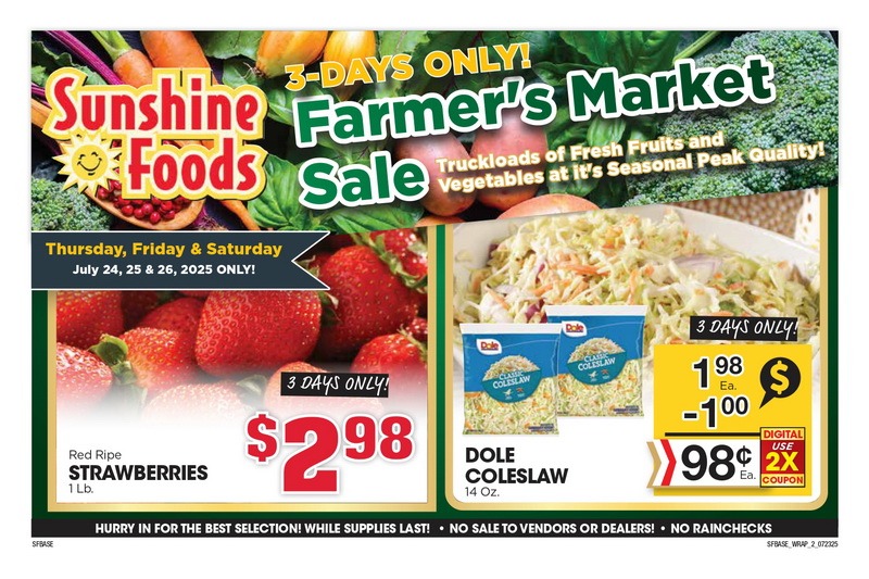 Sunshine Foods Weekly Ad Jul 23 – Jul 29, 2025