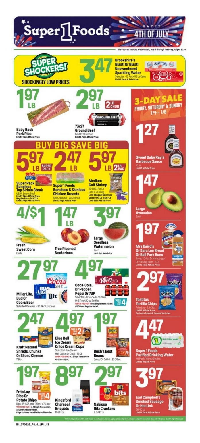 Super 1 Foods Weekly Ad Jul 02 – Jul 08, 2025 (4th of July Sale Included)