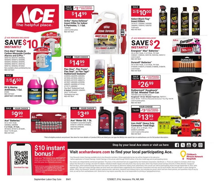ACE Hardware Labor Day Event Ad Aug 27 – Sep 08, 2025