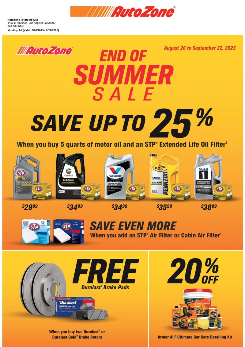 AutoZone Monthly Ad Aug 26 – Sep 22, 2025