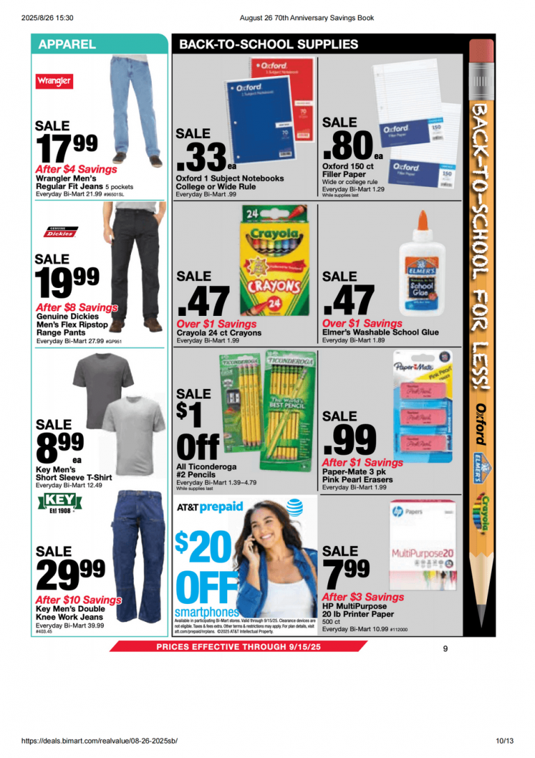 Bi-Mart Weekly Ad Aug 26 – Sep 15, 2025