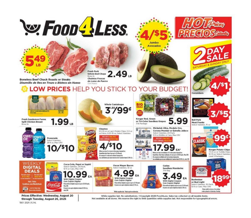 Food 4 Less Weekly Ad Aug 20 – Aug 26, 2025