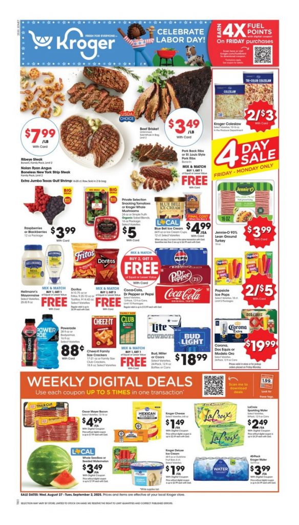 Kroger Weekly Ad Aug 27 – Sep 02, 2025 (Labor Day Promotion Included)