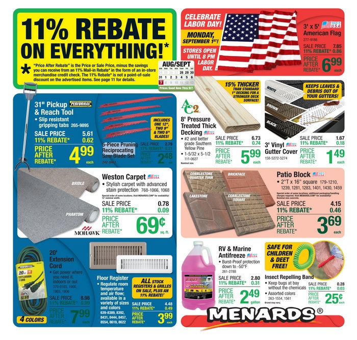 Menards Weekly Ad Aug 28 – Sep 07, 2025 (Labor Day Promotion Included)