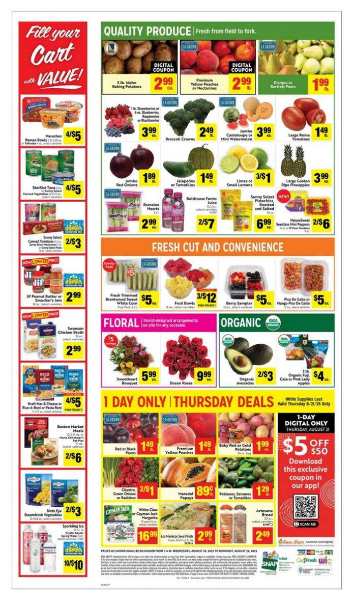 Save Mart Supermarket Weekly Ad Aug 20 – Aug 26, 2025