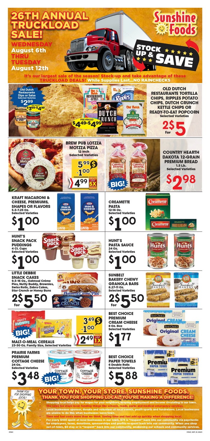 Sunshine Foods Weekly Ad Aug 06 – Aug 12, 2025
