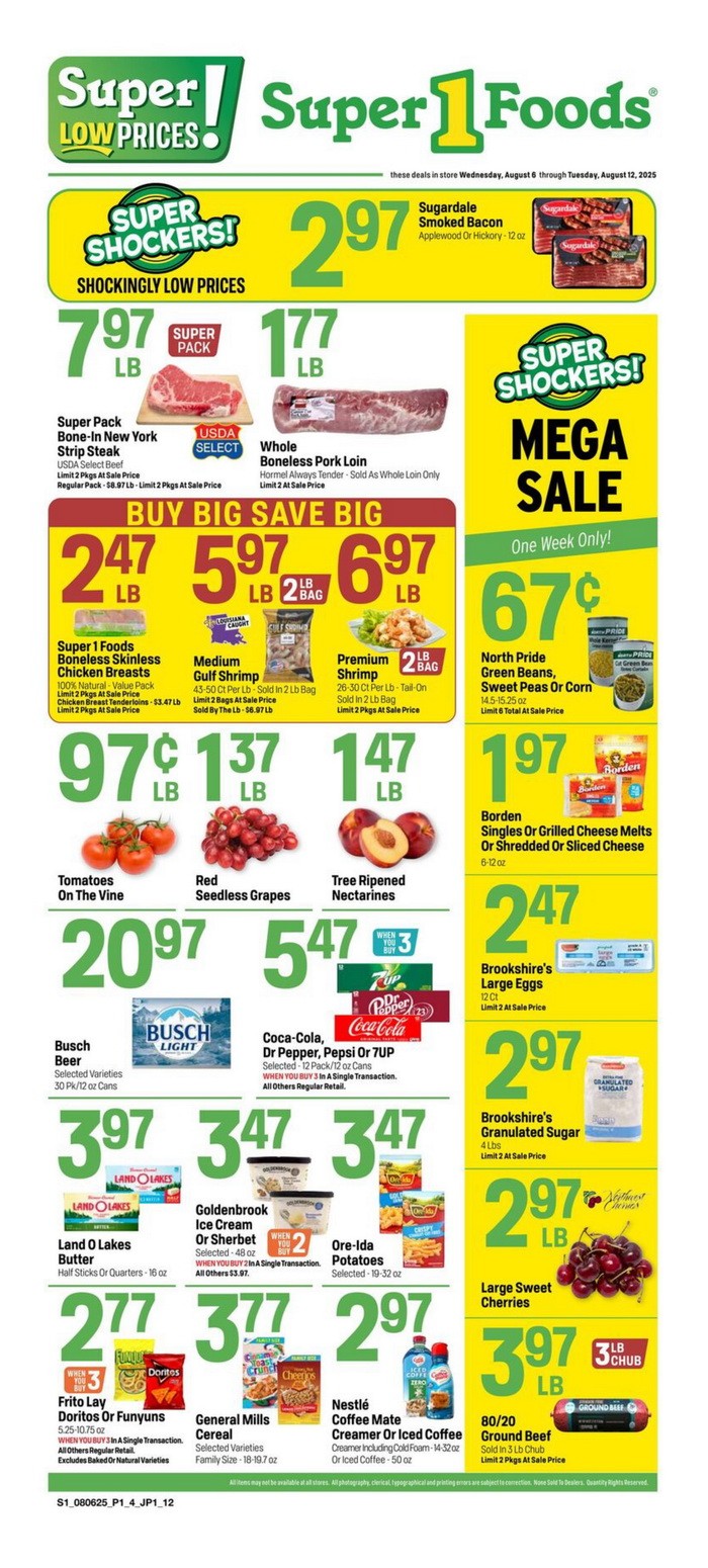 Super 1 Foods Weekly Ad Aug 06 – Aug 12, 2025