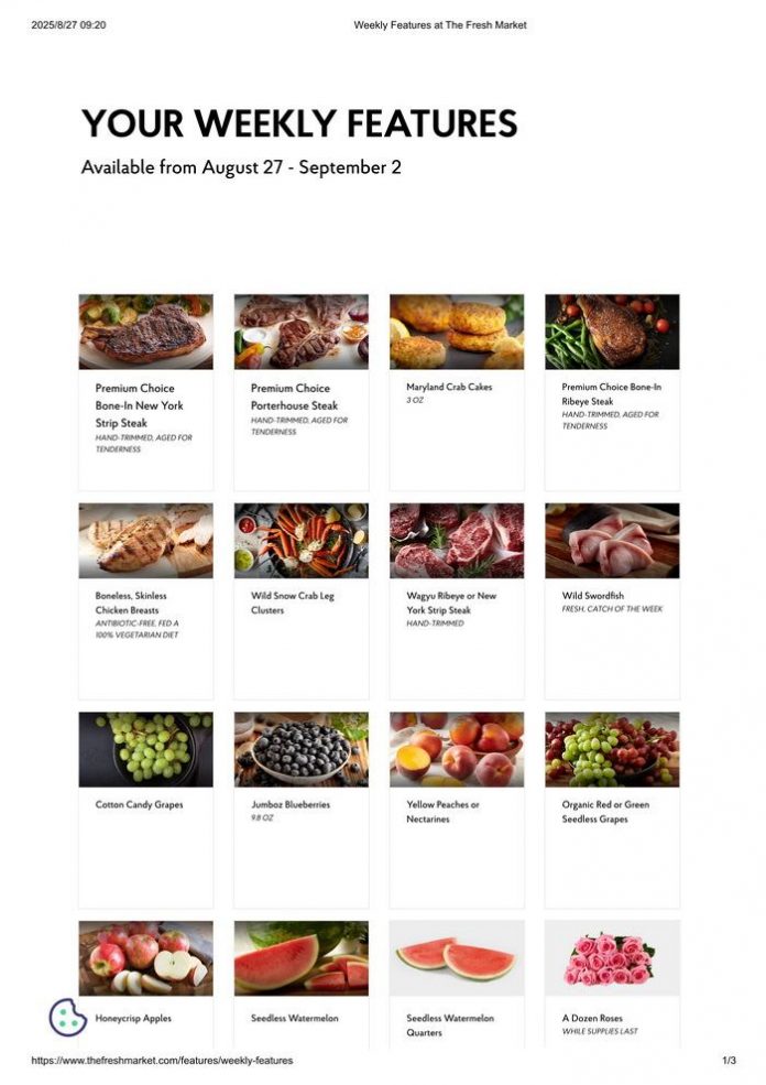 The Fresh Market Weekly Ad Aug 27 – Sep 02, 2025