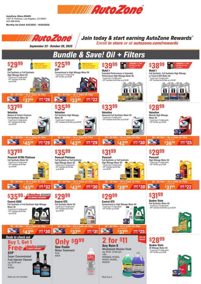 AutoZone Monthly Ad Sep 23 – Oct 20, 2025