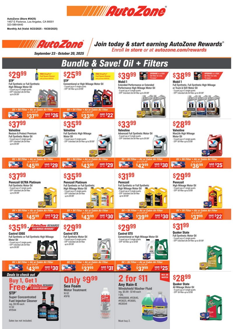 AutoZone Monthly Ad Sep 23 – Oct 20, 2025