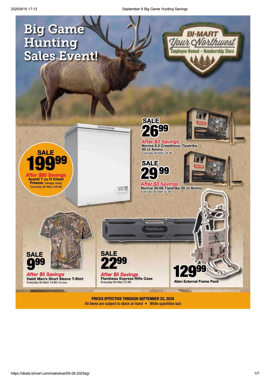 Bi-Mart Big Game Sales Ad Sep 16 – Sep 22, 2025