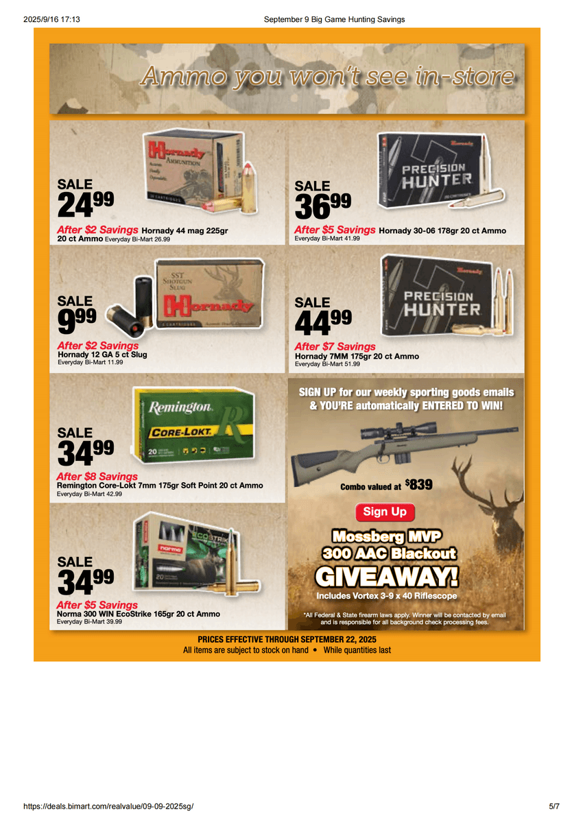 Bi-Mart Big Game Sales Ad Sep 16 – Sep 22, 2025