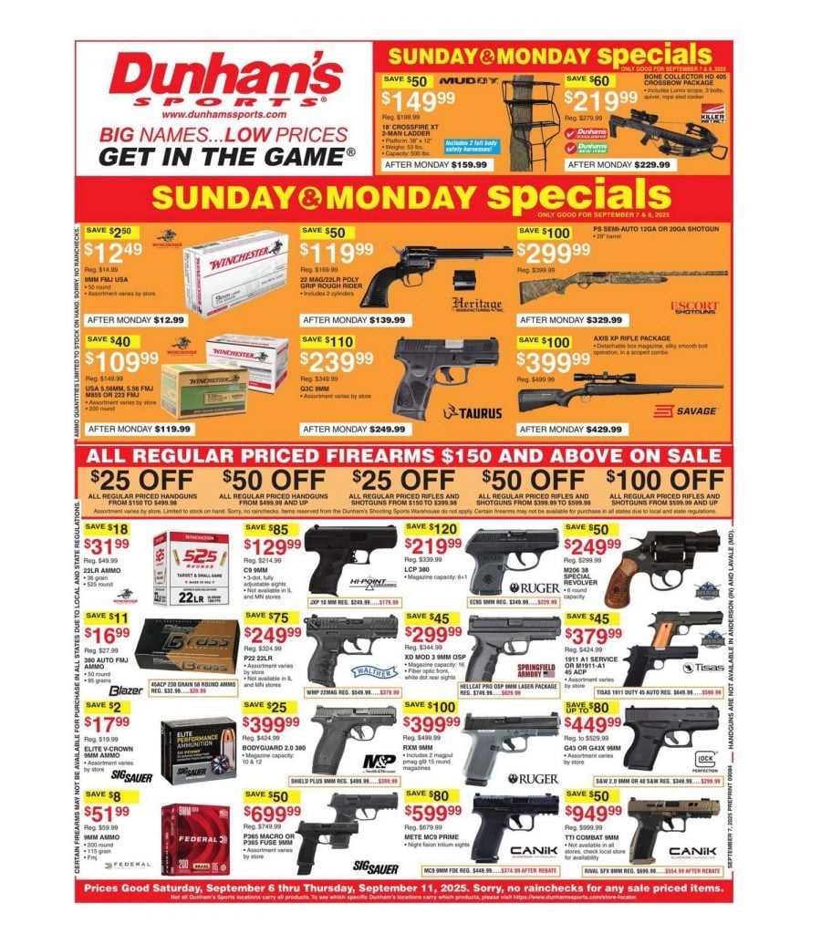 Dunham's Sports Weekly Ad Sep 05 – Sep 11, 2025