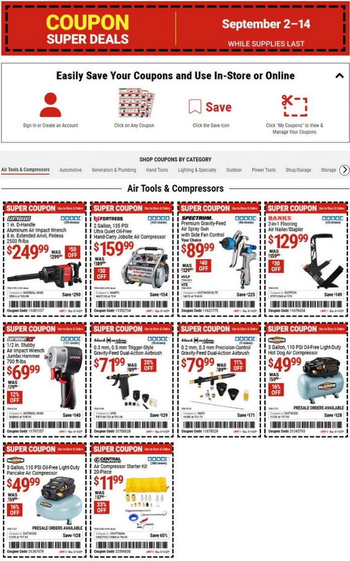 Harbor Freight Coupon Sale Sep 02 – Sep 14, 2025