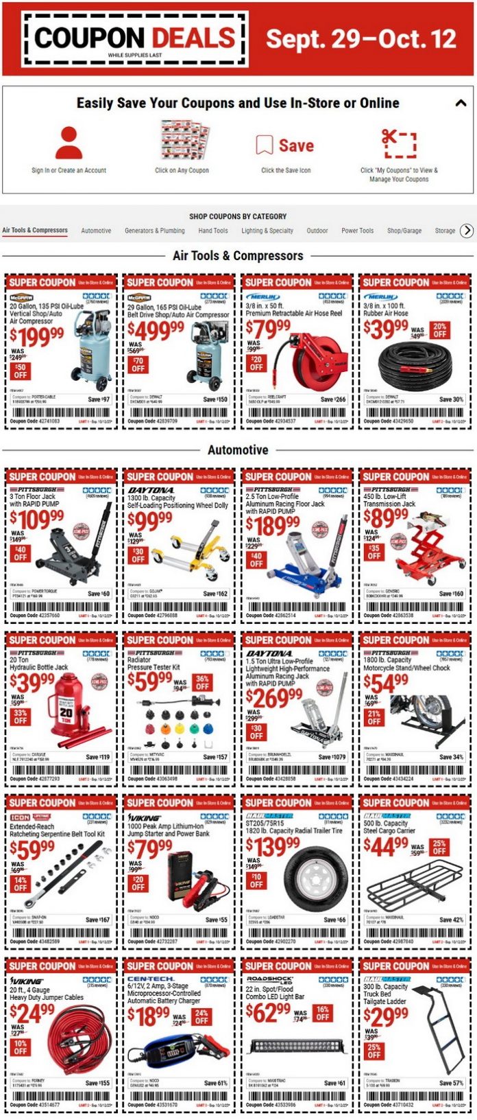 Harbor Freight Coupon Sale Sep 29 – Oct 12, 2025