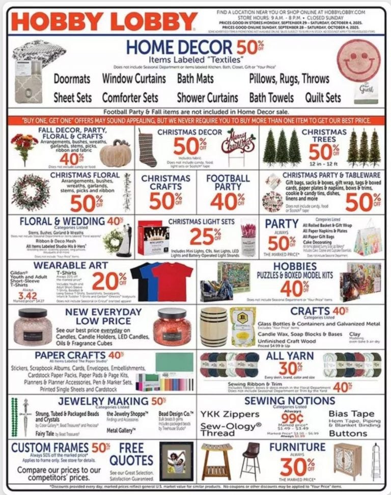 Hobby Lobby Weekly Ad Sep 28 – Oct 04, 2025