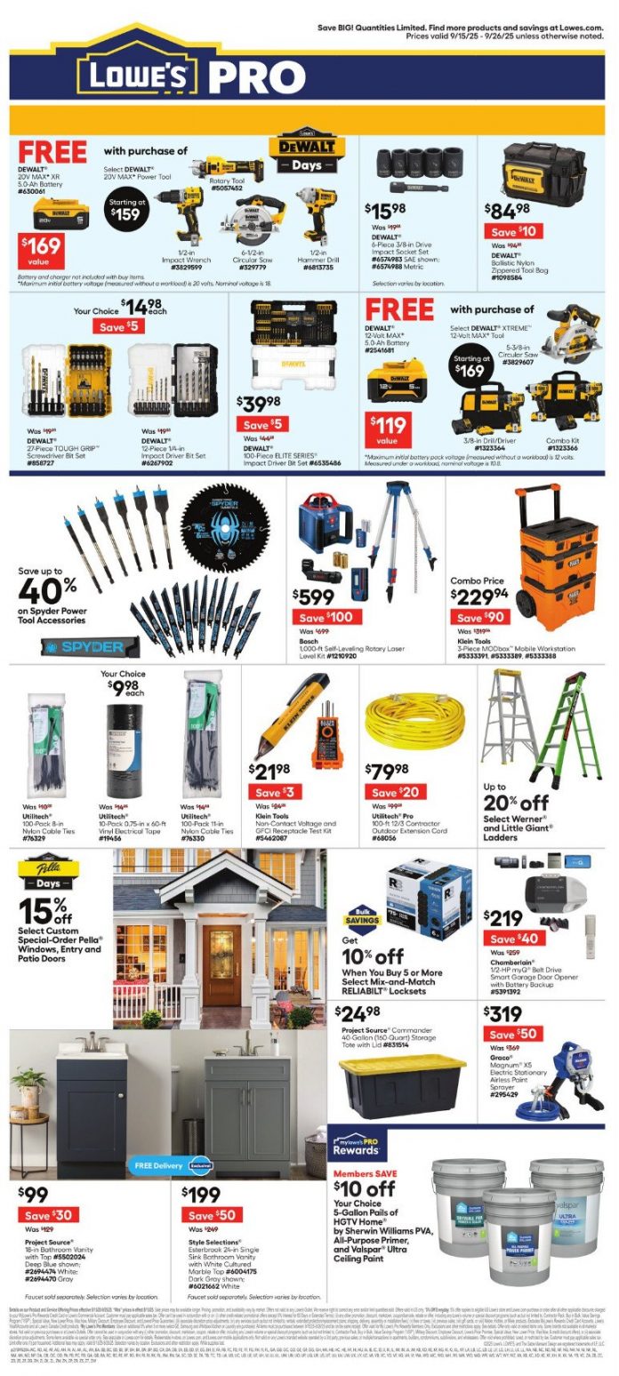 Lowe's Pro Savings Ad Sep 15 – Sep 26, 2025