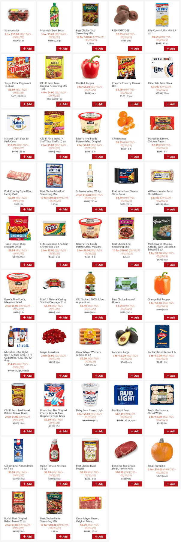 Price Cutter Weekly Ad Sep 17 – Sep 23, 2025