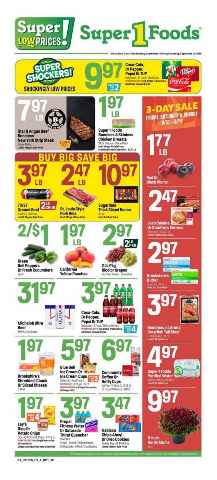 Super 1 Foods Weekly Ad Sep 10 – Sep 16, 2025