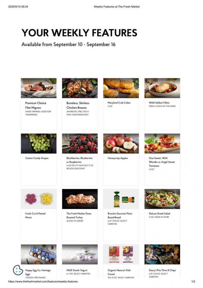 The Fresh Market Weekly Ad Sep 10 – Sep 16, 2025