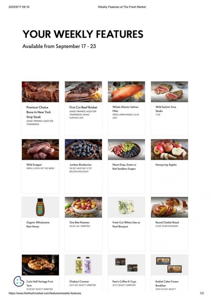 The Fresh Market Weekly Ad Sep 17 – Sep 23, 2025