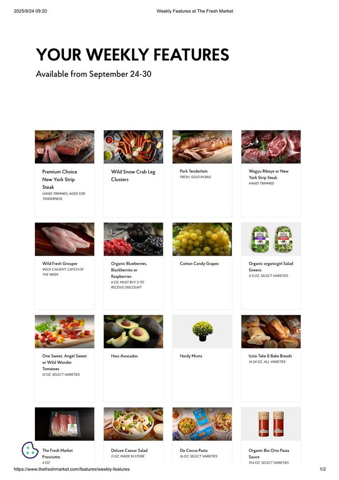 The Fresh Market Weekly Ad Sep 24 – Sep 30, 2025