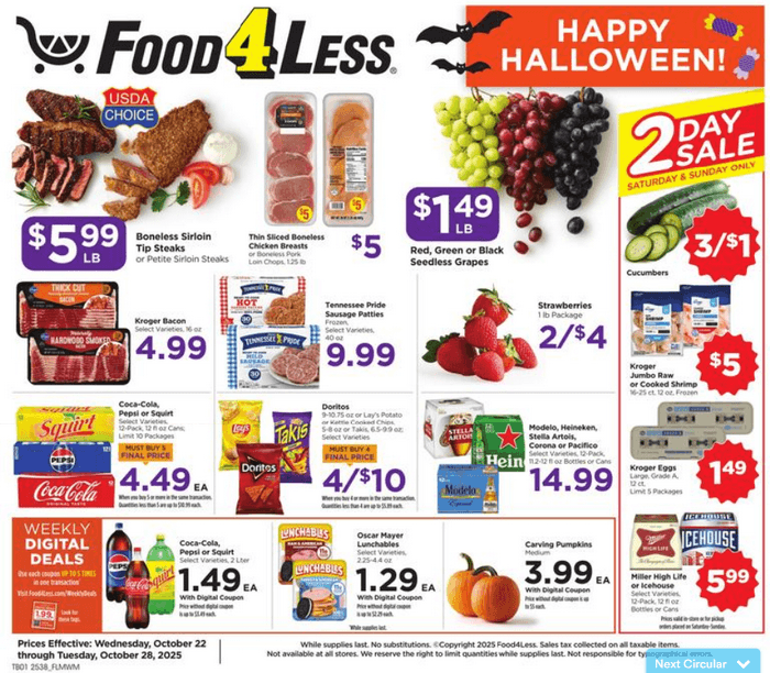 Food 4 Less Weekly Ad Oct 22 – Oct 28, 2025 (Halloween Promotion Included)