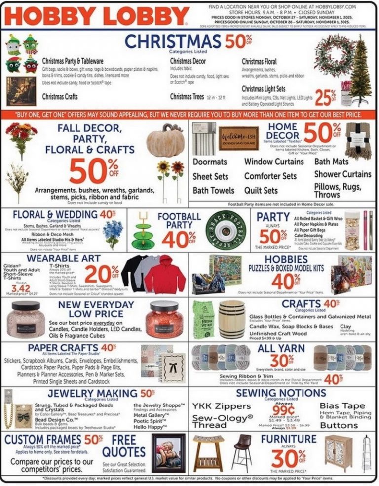 Hobby Lobby Weekly Ad Oct 26 – Nov 01, 2025