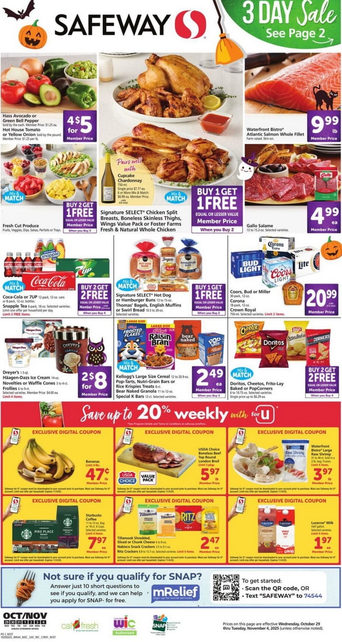 Safeway Weekly Ad Oct 29 – Nov 04, 2025 (Halloween Promotion Included)