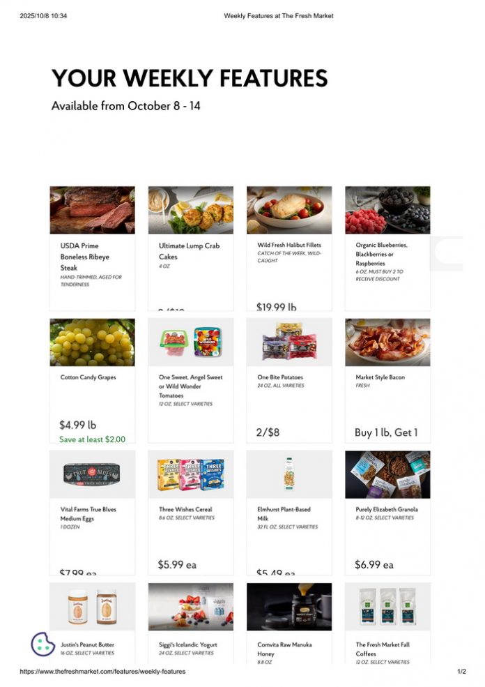 The Fresh Market Weekly Ad Oct 08 – Oct 14, 2025