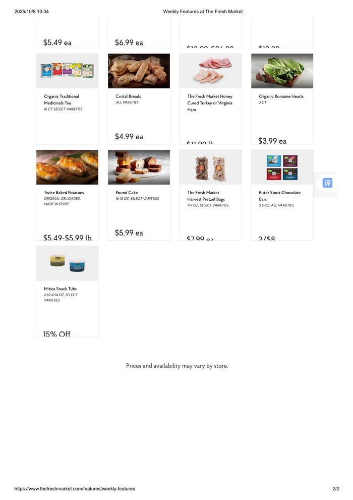 The Fresh Market Weekly Ad Oct 08 – Oct 14, 2025