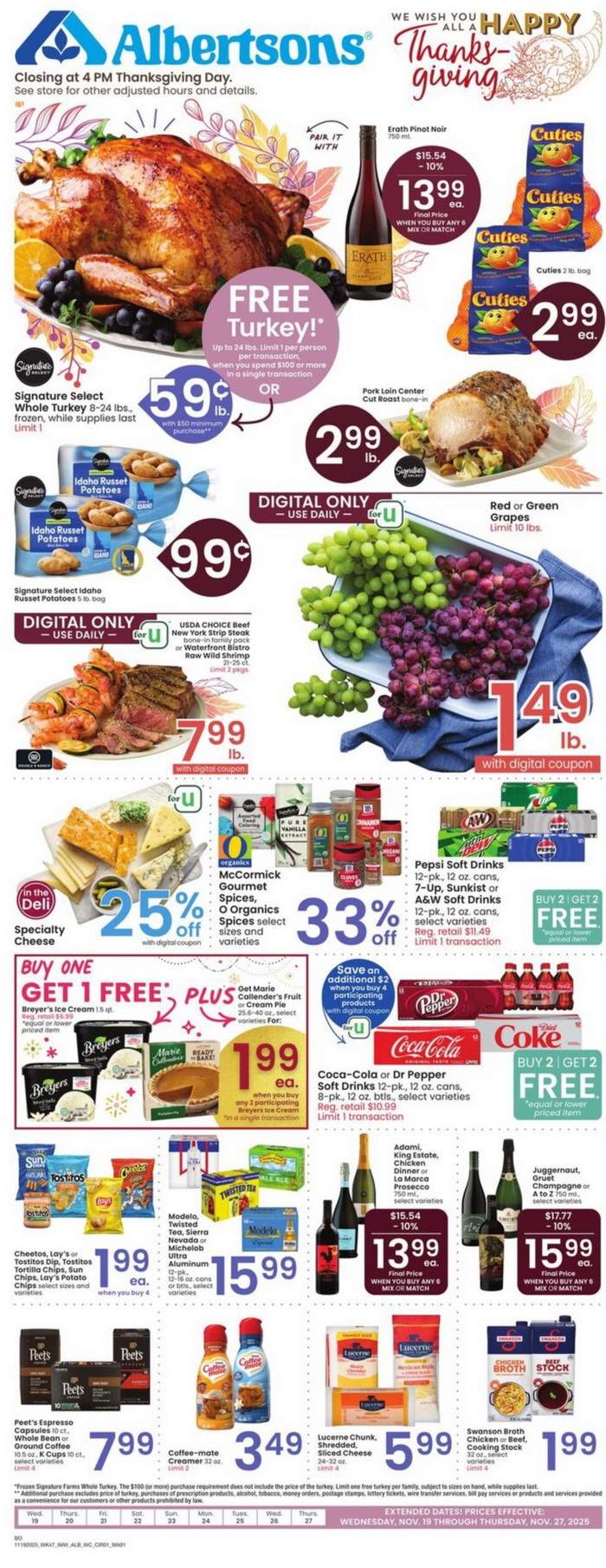 Albertsons Weekly Ad Nov 19 – Nov 27, 2025 (Thanksgiving Day Promotion ...