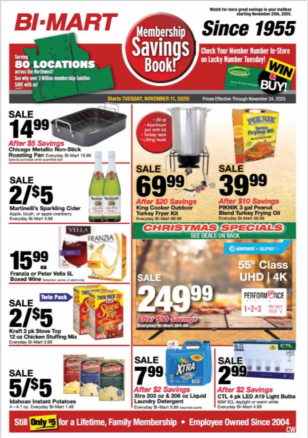 Bi-Mart Weekly Ad Nov 11 – Nov 24, 2025 (Thanksgiving Promotion Included)