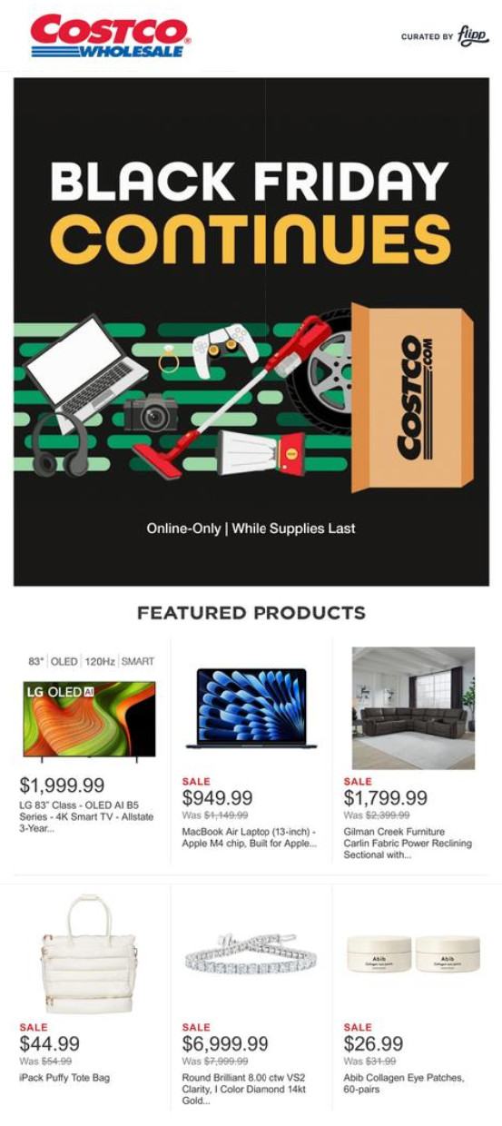 Costco Black Friday Deals Nov 28 – Nov 30, 2025