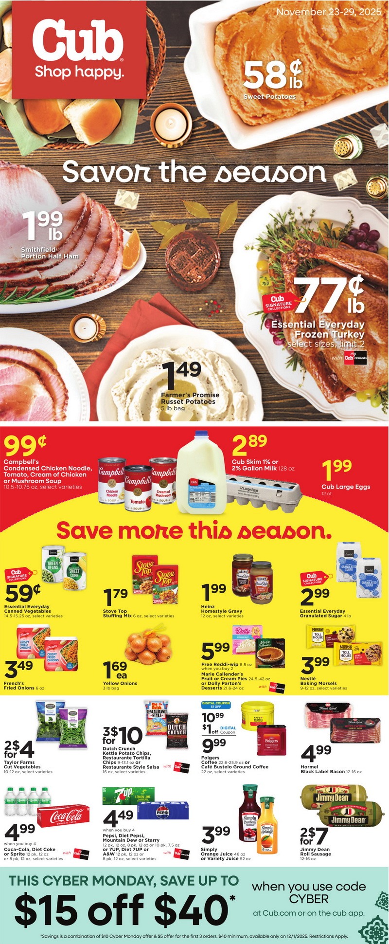Cub Foods Weekly Ad Nov 23 – Nov 29, 2025 (Thanksgiving Promotion Included)