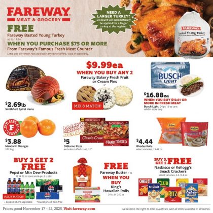 Fareway Weekly Ad Nov 16 – Nov 22, 2025 (Thanksgiving Promotion Included)