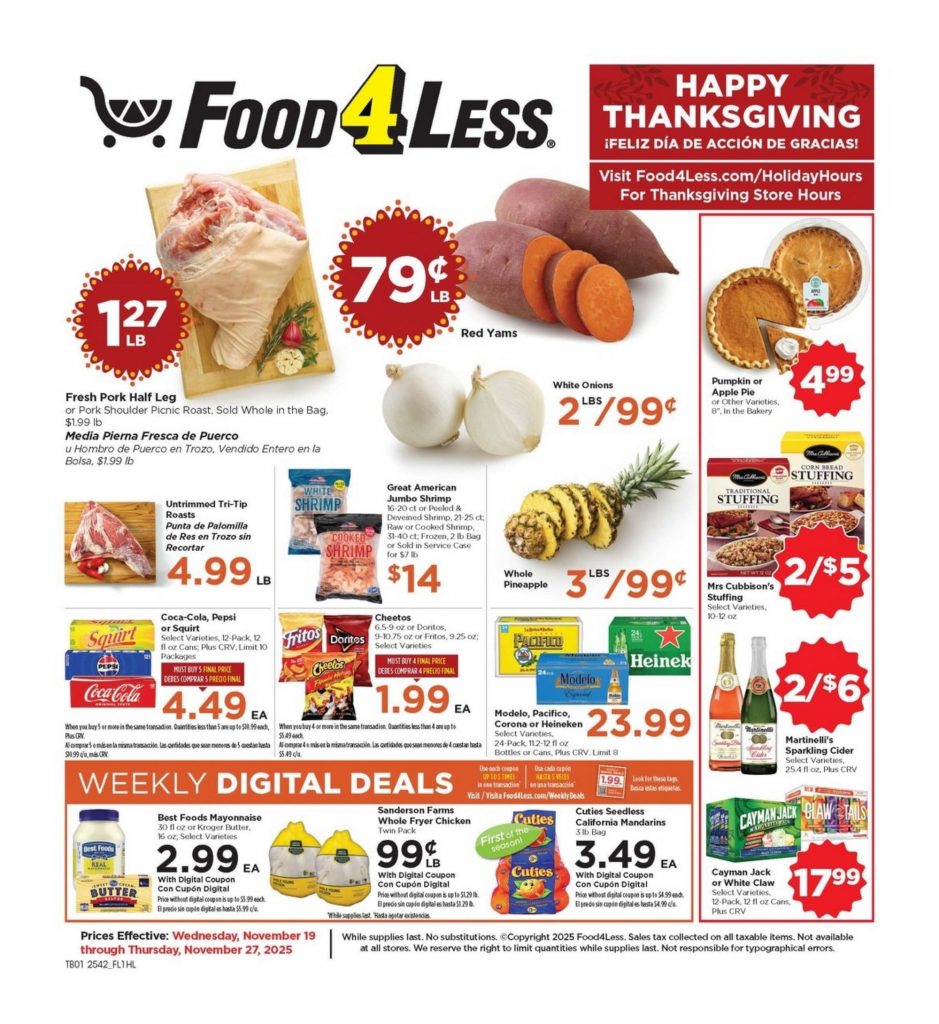 Food 4 Less Weekly Ad Nov 19 – Nov 27, 2025 (Thanksgiving Promotion ...