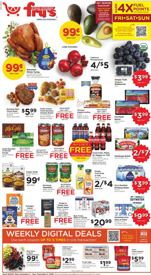 Fry's Food Weekly Ad Nov 05 – Nov 11, 2025 (Black Friday & Thanksgiving ...