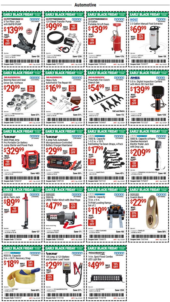 Harbor Freight Early Black Friday Coupon Sale Nov 10 – Dec 01, 2025