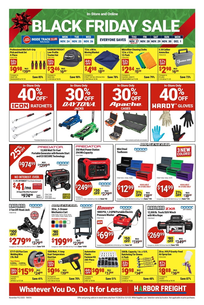 Harbor Freight Black Friday Sale Nov 24 – Dec 01, 2025