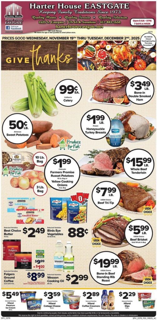 Harter House Weekly Ad Nov 19 – Dec 02, 2025 (Thanksgiving Day ...