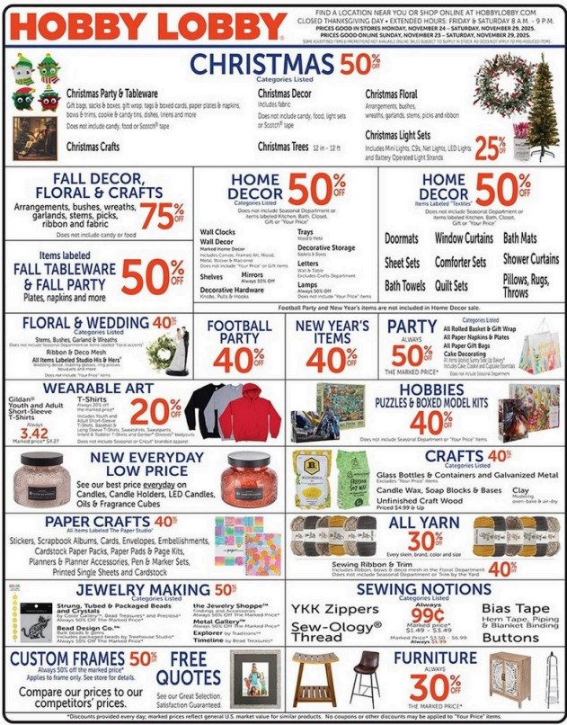 Hobby Lobby Weekly Ad Nov 23 – Nov 29, 2025