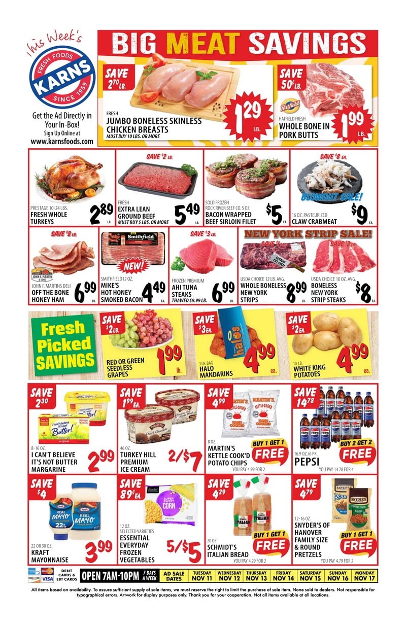 Karns Quality Foods Weekly Ad Nov 11 – Nov 17, 2025 (Thanksgiving ...