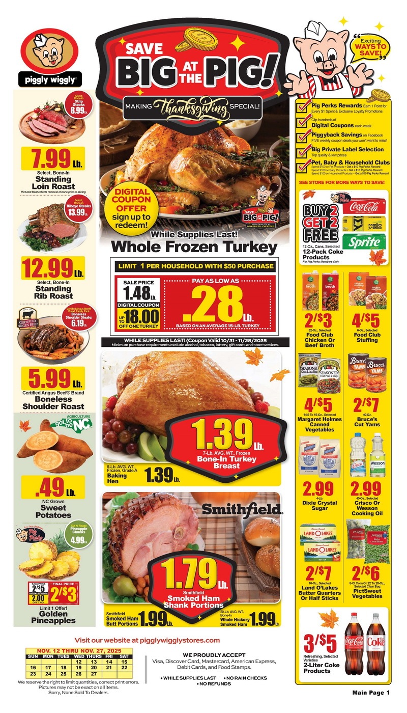 Piggly Wiggly Weekly Ad Nov 12 – Nov 27, 2025 (Thanksgiving Promotion ...
