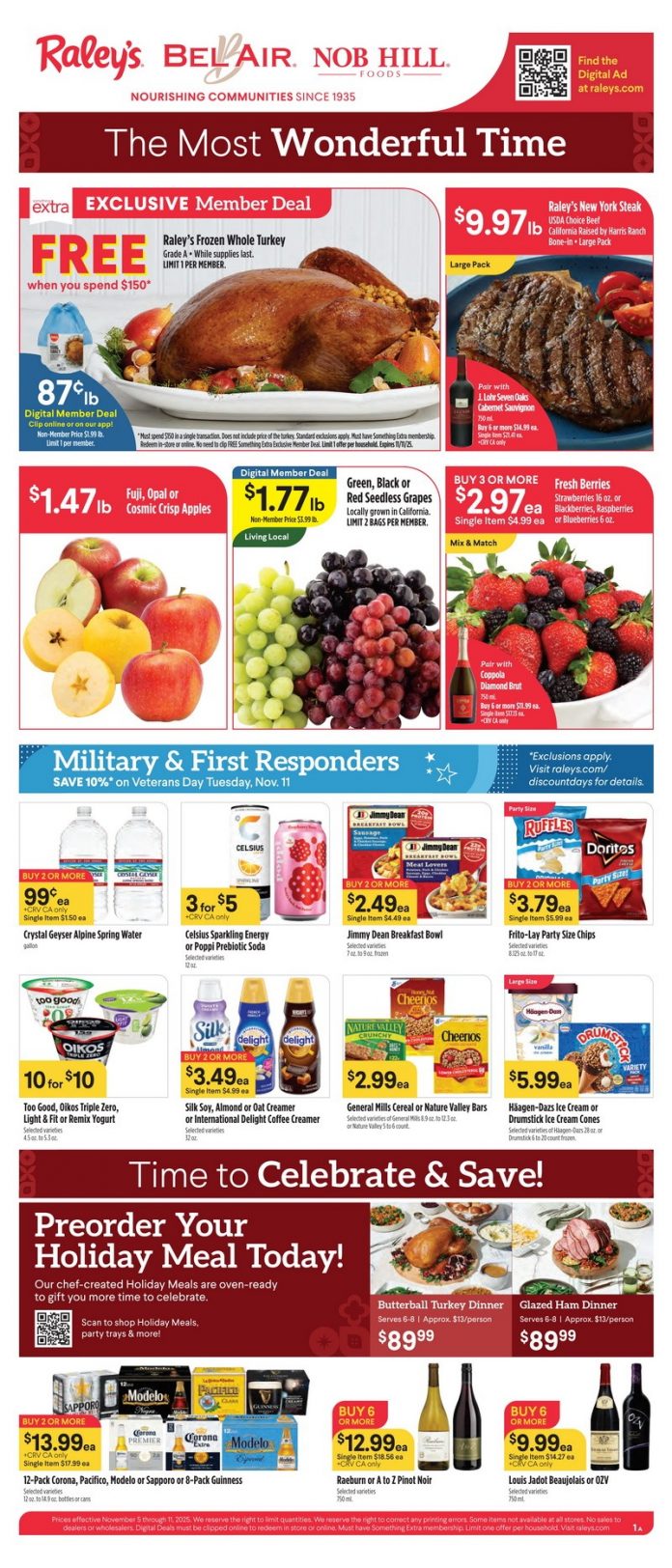 Raley's Supermarkets Weekly Ad Nov 05 – Nov 11, 2025