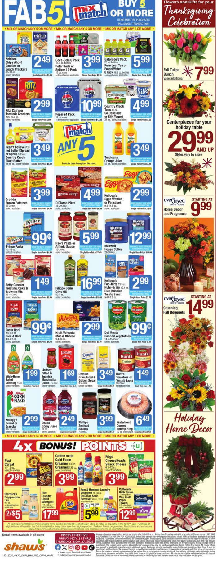 Shaw's Weekly Ad Nov 21 – Nov 27, 2025 (Thanksgiving Day Promotion ...