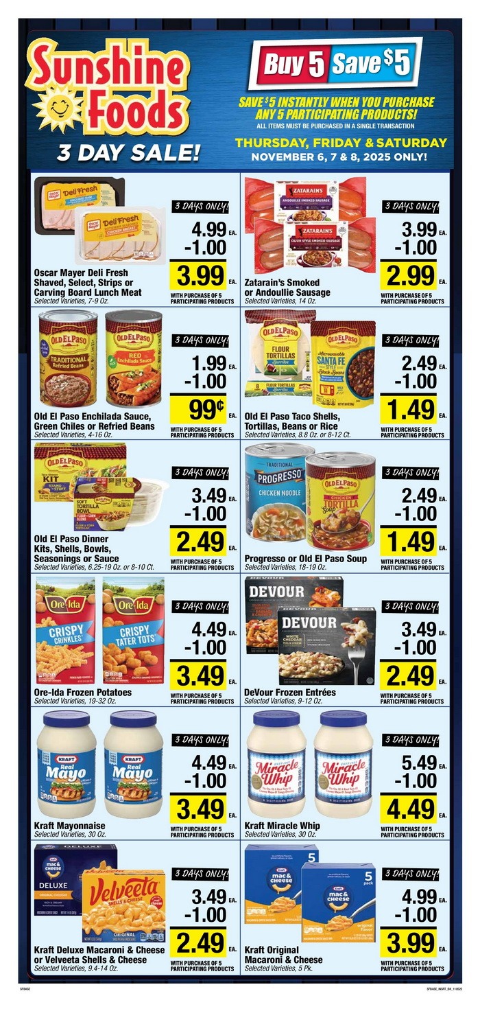 Sunshine Foods Weekly Ad Nov 05 – Nov 11, 2025