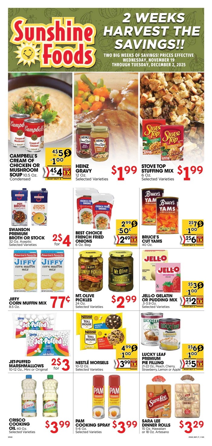 Sunshine Foods Weekly Ad Nov 19 – Dec 02, 2025 (Thanksgiving Promotion ...